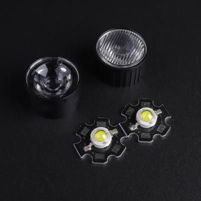 China 20mm 45 Degree High Power LED Collimator Lens for 1W/3W Chips - 21.8mm Diameter ROHS Compliant for sale