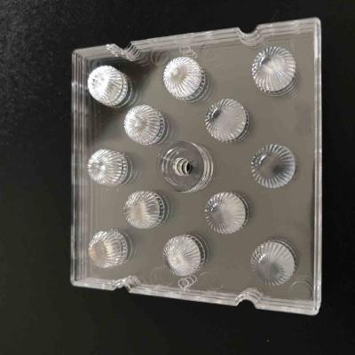 China 50x50mm SMD 3030 LED Lens 12 in 1 PC Lens for High Bay Light 60 Degree for sale