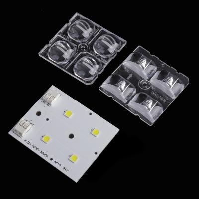 China Custom 50x50mm Optical LED Lens for 50x80mm PCB Board with Multiple Beam Angles for sale