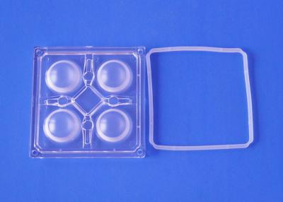 China 90x90mm LED High Bay Lens 4 LED 5050 SMD 10W 60 Degree Beam Angle PC Material for sale