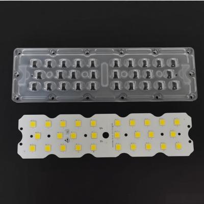 China 100W 28PCS 7070 LED PCB Board 158x103° Type II Optical Lens for Road Lighting for sale