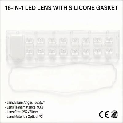 China 252x70mm IP65 Waterproof 3535 LED Array Lens for 16 LED Board 16W 24W 36W for sale