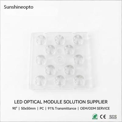 China 90 Degree High Bay LED Lens for SMD 3030/5050 LEDs Optical Grade PC 91% Transmittance for sale