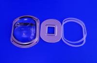 China Borosilicate Glass LED Optical Lens 106.6x87mm 60x140 Degree for Street Park Lighting for sale