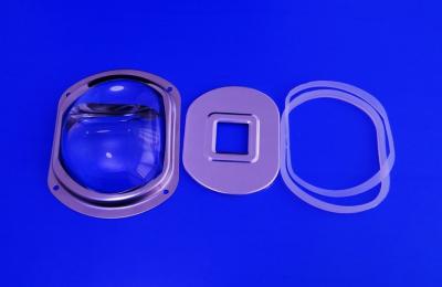 China Borosilicate Glass LED Optical Lens 106.6x87mm 60x140 Degree for Street Park Lighting for sale