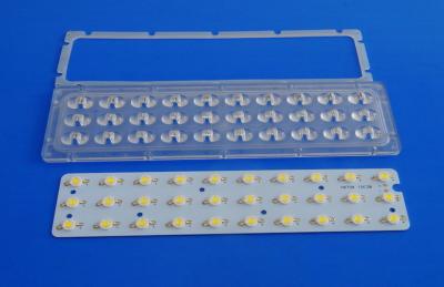 China 30W LED Street Light Lens PC 250x74mm 65x120 Degree Beam Angle for Road Lighting for sale