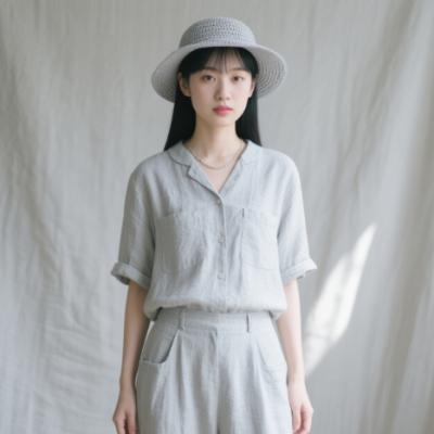 China 120GSM Eco Friendly Fabric 55% Ramie 45% Adhesive Sustainable Clothing Fabric 140CM Width for sale