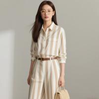 China Yellow / White Woven Shirt Fabric 80GSM 100 Percent Polyester Fabric For Daily Commuting Outfit for sale