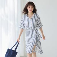 China Striped Woven Shirt Fabric 154GSM Human Silk Cotton Blend Fabric Lightweight for sale