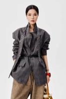 China New Autumn And Winter Aluminum Wire Edge Wrapped Suit Jacket With High Waist For Slimming And Retro Style Loose Dad Pants for sale