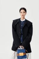 China New Autumn And Winter Doll Collar Suit Jacket With Pleated Texture White Wide Leg Pants for sale