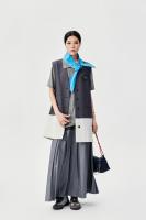 China Dark Colored Contrasting Patchwork Suit Vest With A Niche Design Sense , Loose Sleeveless Jacket With Fringed Edges for sale