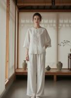 China 69% TEN 31% N Spring/Summer New Style Artistic Elegance Wave Dot Jacquard Tencel Fabric 142CM 91G/M ² for sale