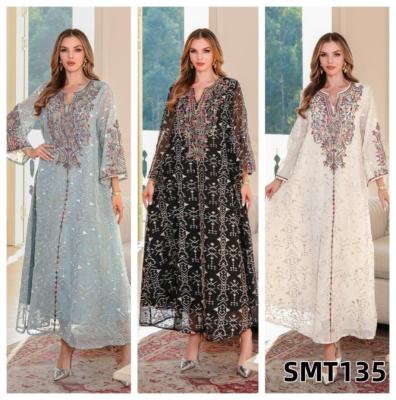 China Middle Eastern Modest Wear SMT135/SMT159/SMT240  Geometric Embroidered /Silver Wheat Print/ Gradient Sequin  Abaya for sale