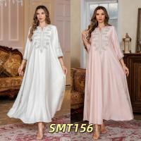 China Middle Eastern Modest Wear SMT156/SMT174  Embroidered V-Neck Maxi V-Neck Embroidered & Printed   Abaya for sale