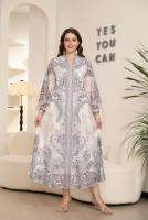 China 241111 Middle Eastern Modest Wear Paisley Print Sheer Robe & Dress Set for sale