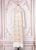 China MT402 Middle Eastern Modest Wear Cream Peacock Scale Embroidered Maxi Abaya for sale