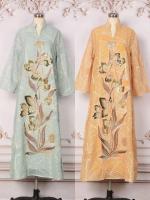 China MT503 Middle Eastern Modest Wear Floral Embroidered Leaf Print Abaya (Dual Colorways) for sale