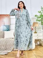 China MT385 Middle Eastern Modest Wear Tie-Dye Sequin Floral Embroidered Abaya for sale