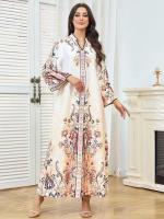 China MT573 Middle Eastern Modest Wear Bohemian Floral Print Bell-Sleeve Abaya for sale