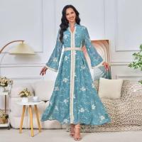 China MT140 Middle Eastern Modest Wear Floral Embroidered Tie-Waist Abaya (Dual Colorways) for sale