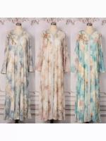 China MT542  Middle Eastern Modest Wear Watercolor Floral Embroidered Chiffon Abaya (Triple Colorways) for sale