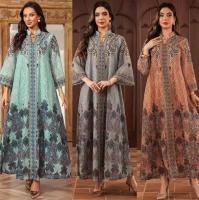 China AB529 Middle Eastern Modest Wear Ombre Paisley Print Abaya With Gold Trim (3 Colors) for sale