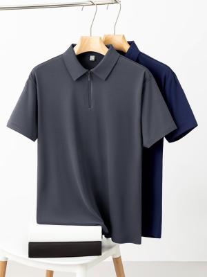 China 1298 Summer new 210G 94% polyester fiber 6% spandex men's polo shirt business casual lapel solid color T-shirt for sale