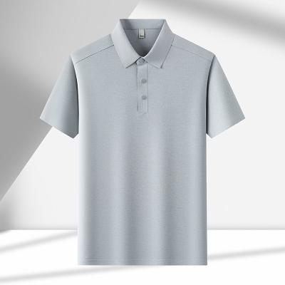 China 2966 Summer new 175g 100% polyester fiber men's polo shirt business plain T-shirt for sale