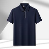 China 2835 Summer New Item 170g 75.4% Polyester Fiber 19.4% Cotton 1.8% Acetate Fiber 1.2% Linen 1.1% Mulberry Silk 1.1% Copper Ammonia Fiber Business Casual Lapel Polo Shirt Elastic T-shirt for sale