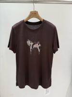 China Spring and summer daily 82.3% Tencel 14.5% Wool 3.2% Spandex Black Coffee Cartoon Printed Tencel Wool T-shirt for sale