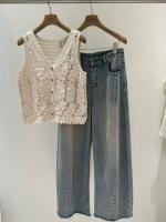China Spring and summer 100% pure cotton crochet hollow vest for sale