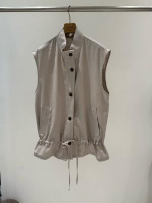 China High end breathable and elastic 100% Lycra stand up collar drawstring vest for spring and summer for sale