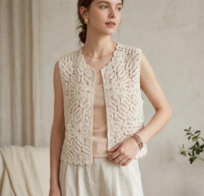 China 2026 new breathable and moisture absorbing 100% pure cotton crochet backless vest for sale
