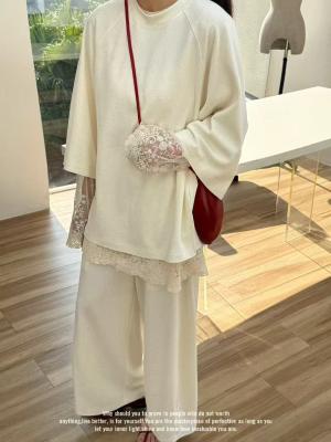 China Fashion Texture Knitted Co-ord Set with Premium Blended Material, 59% Polyester 26% Regenerated Cellulose Fiber 5% Wool 5% Silk 5% Spandex, Elastic Comfortable Daily Knit Suit for sale