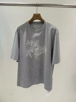 China Fashion Raised Embroidery Graphic Detailed T-Shirt, 42% Lyocell 30% Polyester 28% Cotton Blended Fabric, Soft Smooth Casual Basic Short Sleeve To for sale