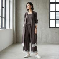 China Stylish Lace-Trimmed Hem Knit Trousers, High-Quality Blended Fabric of 40% Lenzing™ Modal, 37% Cotton, 17% Polyester and 6% Spandex, Skin-Friendly Elastic Daily Knit Pants for sale