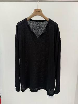 China 2026 Laziness 37% Polyester 30% Cotton 28% Lyocell Fiber 2% Silk Paris Fashion Loose fit V-neck Top for sale