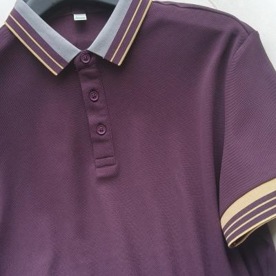 China 2162 100% polyester fiber 10A antibacterial men's polo shirt with contrasting collar and casual commuting breathable short sleeved top for sale