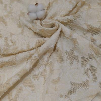 China 8A337 45% HUMAN COTTON 5% POLYESTER THREE-DIMENSIONAL FLOWER JACQUARD LACE MESH SOFT HANGING BREATHABLE WOMEN'S TOP DRESS FABRIC for sale