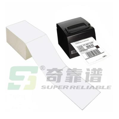 China Fanfold Direct Thermal Labels 4x6 White Perforated Shipping Labels with Permanent Adhesive for Mailing for sale