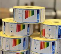 China Energy Efficiency Label 80x120mm Thermal Adhesive Sticker for White Goods with -20°C to +80°C Temperature Range for sale