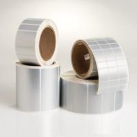 China Matte Silver PET Adhesive Barcode Labels 50mm x 30mm Durable Polyester for sale
