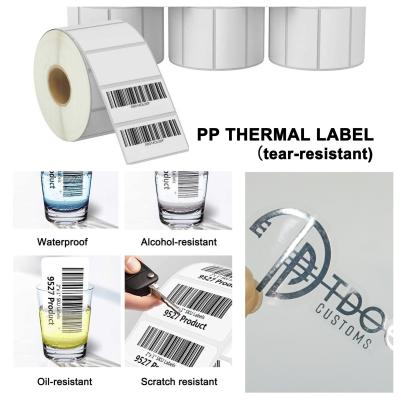 China Matte PP Thermal Label Sticker 100mm Waterproof Tear Resistant Synthetic Paper for Industrial Use for sale