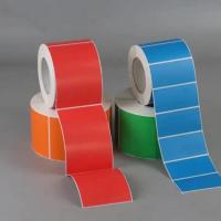 China Preprinted Adhesive Thermal Sticker Labels 80x60mm Direct Thermal Paper Red Blue for sale