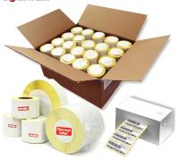 China Adhesive Thermal Label with Yellow Glassine Liner - Blank Barcode Sticker for Direct Thermal Printing for sale