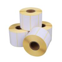 China Custom BPA-Free Thermal Barcode Stickers with Yellow/Blue Glassine Liner - 50mm x 30mm Direct Thermal Labels for sale
