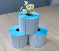 China Blue Thermal Adhesive Barcode Sticker 80x50mm Direct Thermal Blank Label Roll for sale