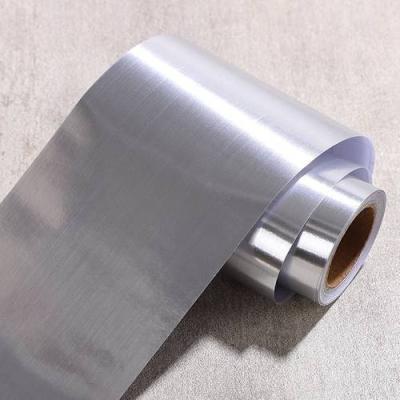 China Bright Silver Aluminium Foil Paper Label 80gsm Permanent Acrylic Adhesive 60gsm Glassine Liner for sale