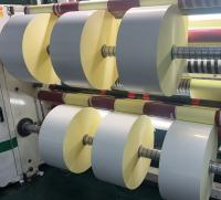 China WG9033H Glossy White PE Self Adhesive Label Stock 80um Water Glue with 60G Yellow Liner PE Sticker Jumbo Roll for sale